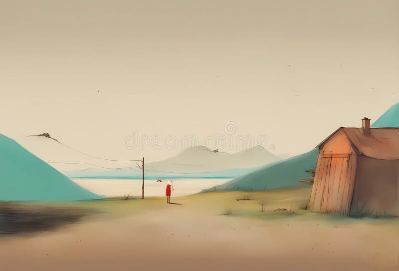 Surreal Relaxing Landscape- New Naturalism Background Stock ...