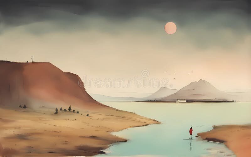 Surreal Relaxing Landscape- New Naturalism Background Stock ...