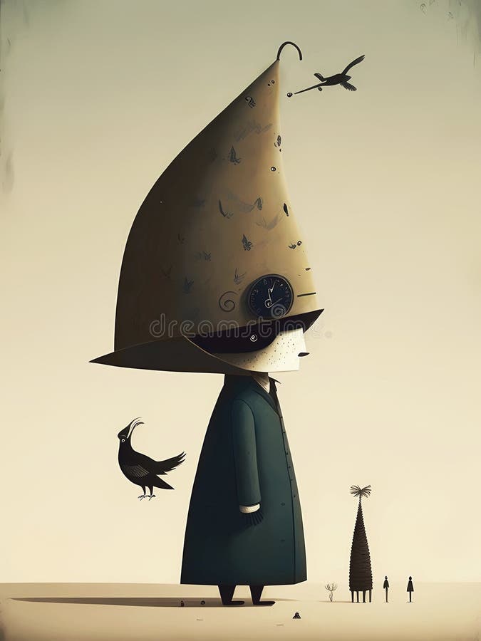 Surreal Relaxing Portrait- New Naturalism Background Stock Illustration ...