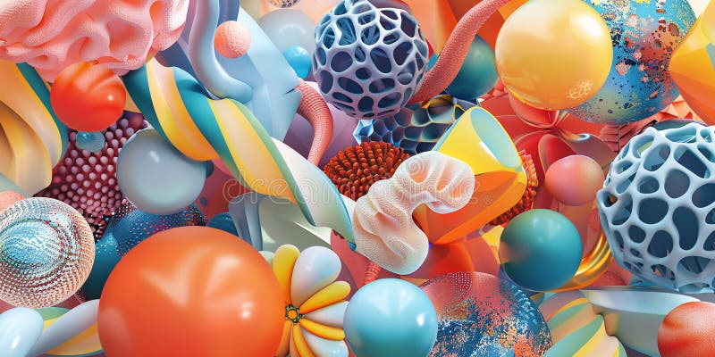 Surreal Rendering of Microscopic Forms Stock Image - Image of detailed ...