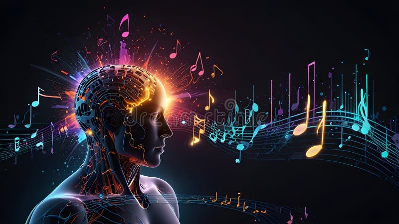 A Surreal Representation of AI Creating Music. Stock Illustration ...