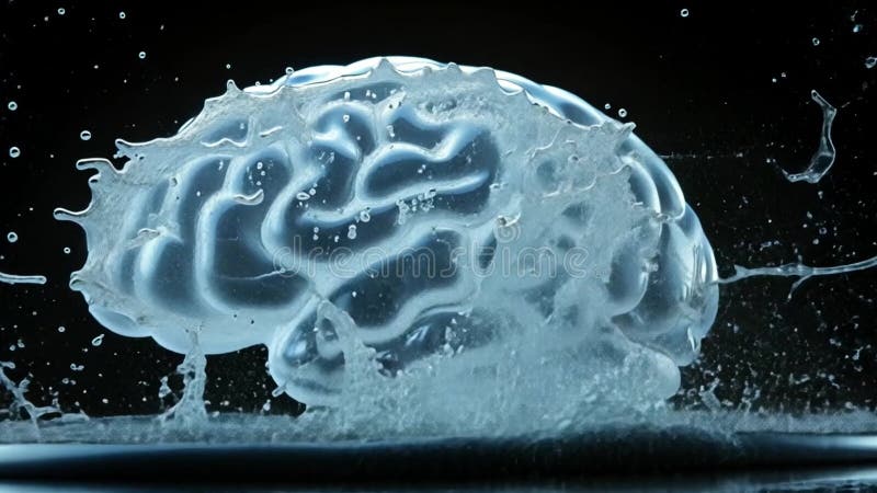 A Surreal Representation of a Brain Creating Splashes in a Dark ...