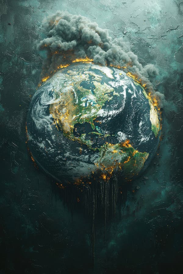Surreal Representation of Earth with Environmental Elements and Climate ...