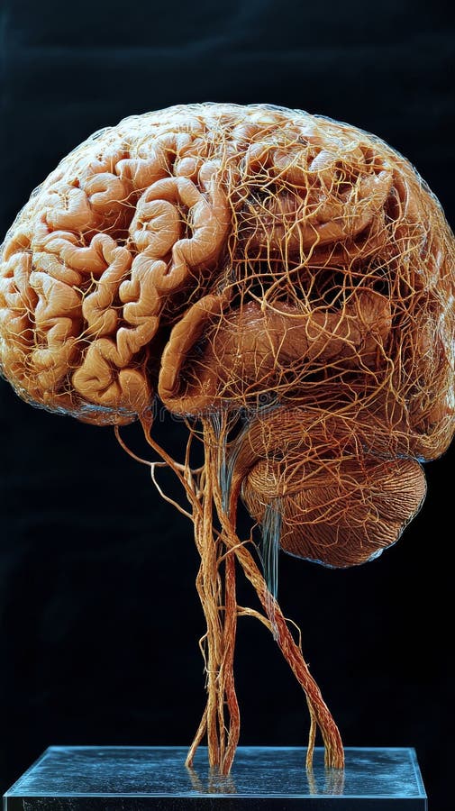 Intricate Depiction of a Brain Intertwined with Jellyfish Aesthetics in ...