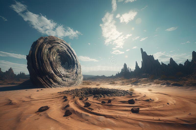 Surreal Rock Vortex Formation. Fictional Coiled Stones in the Desert ...