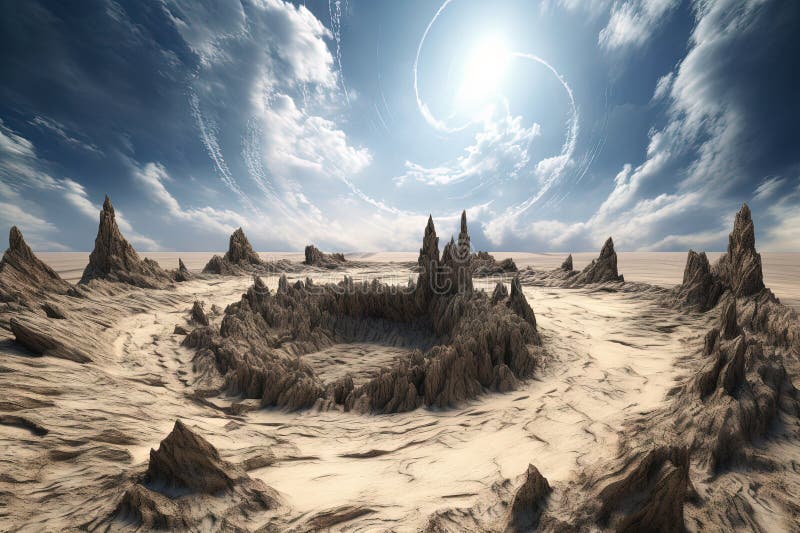 Surreal Rock Vortex Formation. Fictional Coiled Stones in the Desert ...