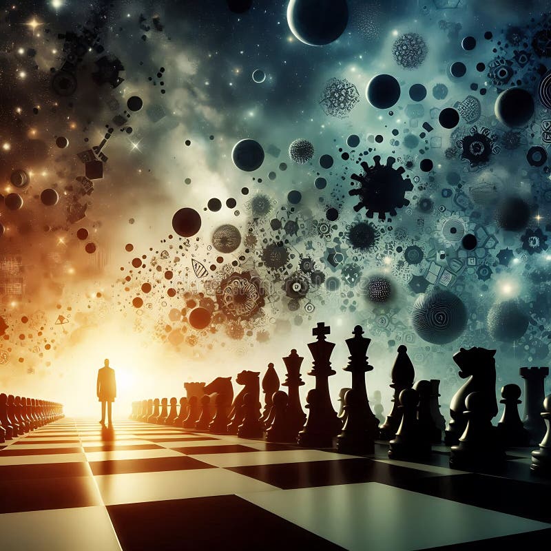 A Surreal Scene Combining Chess Stock Illustration - Illustration of ...