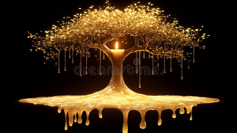 A Surreal Scene is Depicted by a Candle from Which a Tree is Growing ...