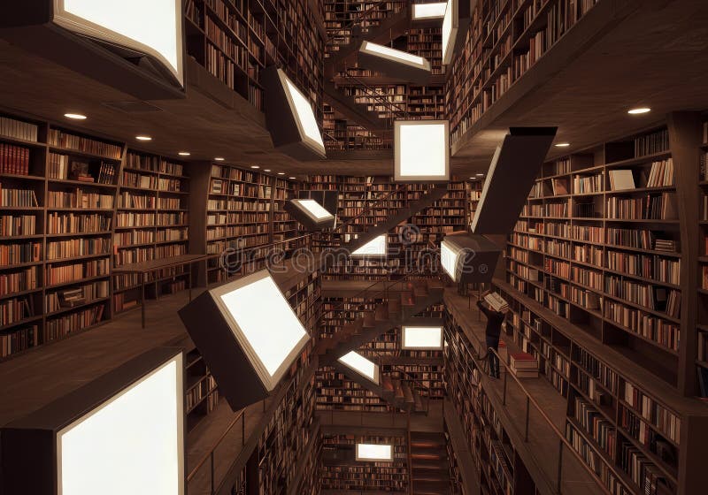 Floating Bookshelves Infinite Space Multiple Gravity Directions Library ...