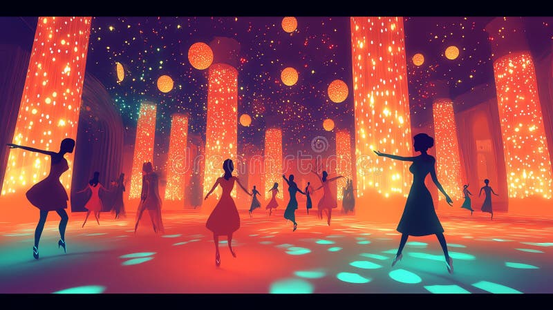 A Surreal Scene of People Dancing in a Brightly Lit, Otherworldly Room ...