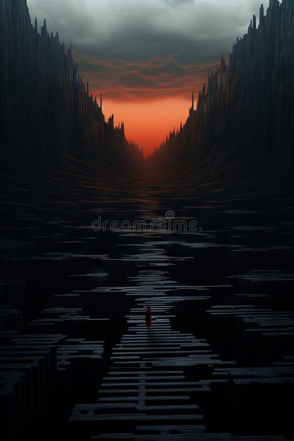 Surreal Scene with Person Walking in the Middle of the Picture ...