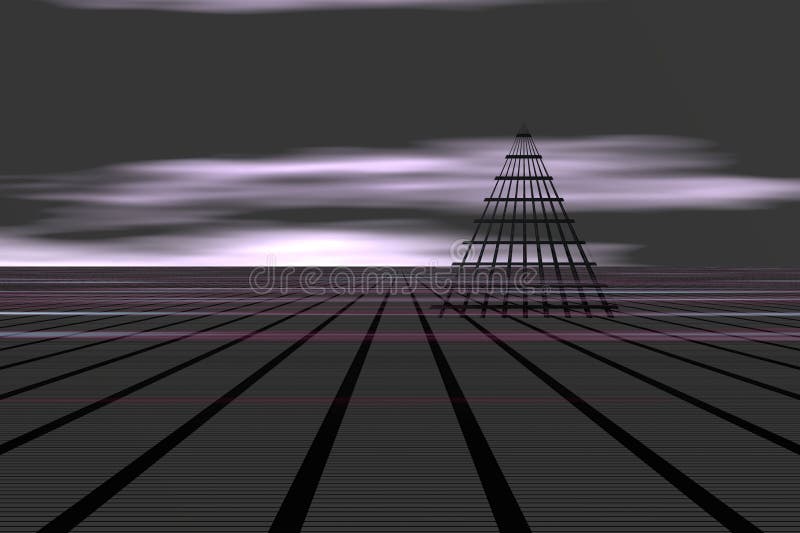 Surreal Scene Pyramid Cage Geometric Grey Ground 3d Rendering Stock ...
