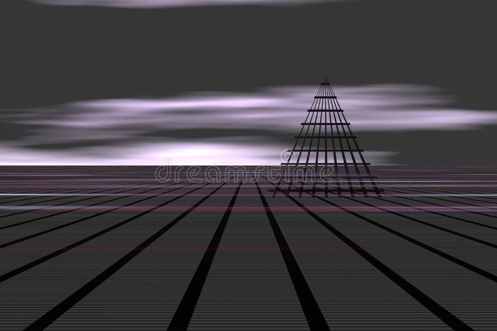 Surreal Scene Pyramid Cage Geometric Grey Ground 3d Rendering Stock ...