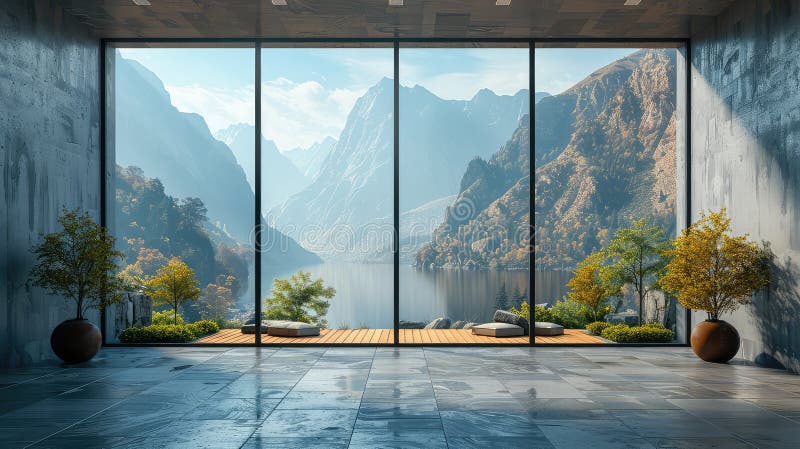 Surreal Scenery: Blue Mountain Landscape Captured in a Modern Interior ...