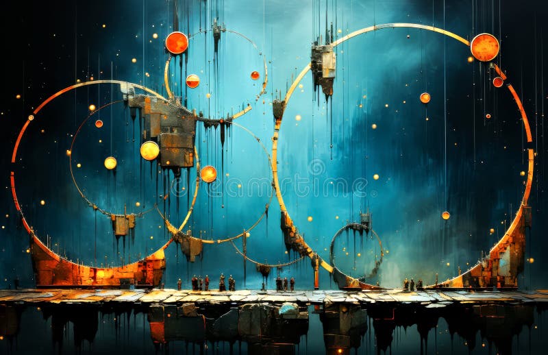 Surreal Sci-Fi Art: Abstract Circular Structures Against a Majestic Sky ...