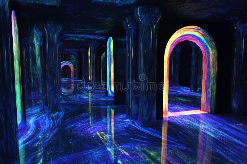 A Surreal Sci-fi Infinity Mirror Chamber 3D Background Room Where ...