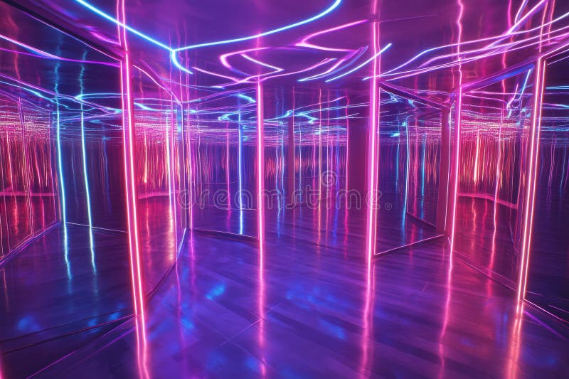 A Surreal Sci-fi Infinity Mirror Chamber 3D Background Room Where ...