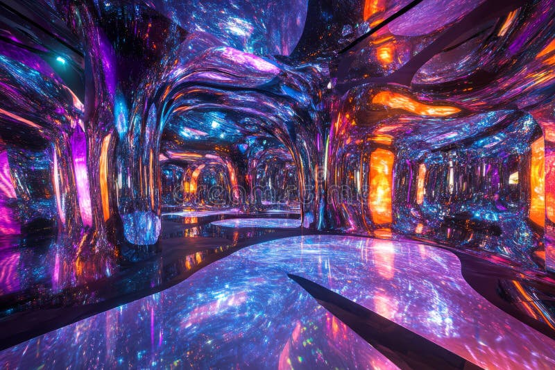 A Surreal Sci-fi Infinity Mirror Chamber 3D Background Room Where ...