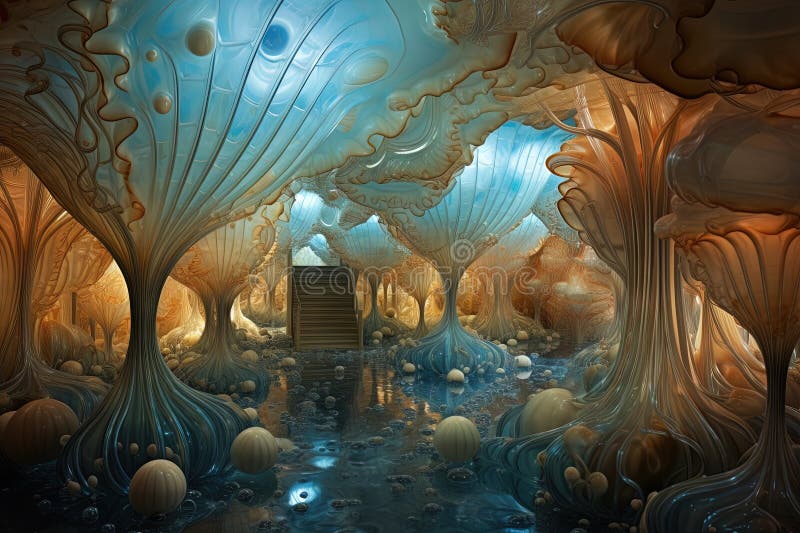 Surreal Sci-fi Interior of Grown House. Bio Technology Science Fiction ...
