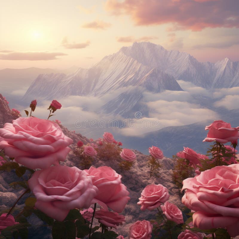 A_surreal_seascape_where_roses_float_4 Stock Illustration ...