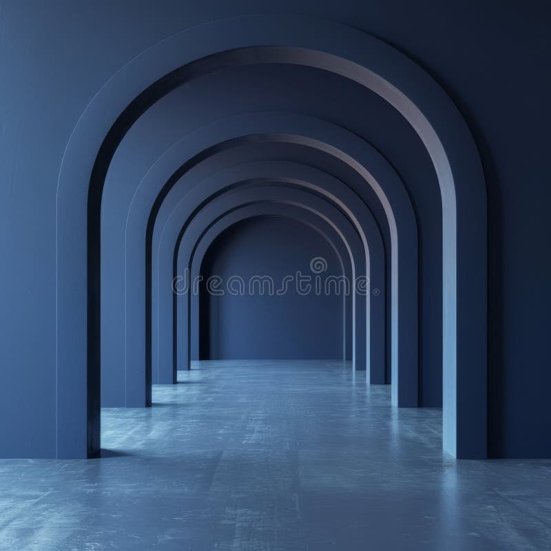 Surreal Sequence of Arches in a Dim Corridor Stock Photo - Image of ...