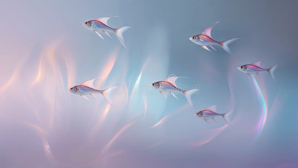 Surreal Shapes Emerging in a Ever-changing with Flying Fish Stock Image ...