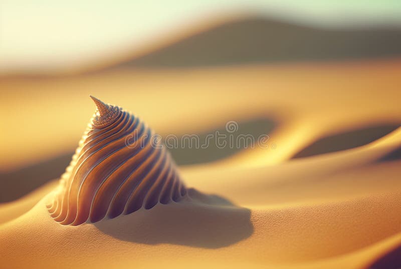 Surreal Shell on the Beach. Abstract with Filigree Shape on the Sand ...