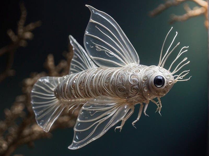 Surreal Silver Insectoid Fishlike Alien Creature. AI Art Generated ...