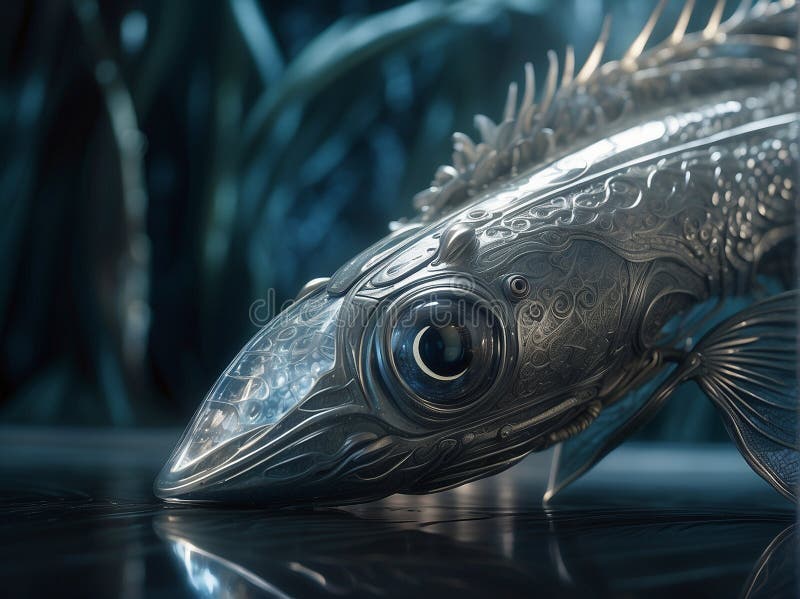 Surreal Silver Insectoid Fishlike Alien Creature. AI Art Generated ...