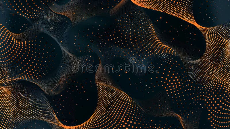 A Surreal Simulation Orange Particle Field Dancing in a Deep Dark Void ...