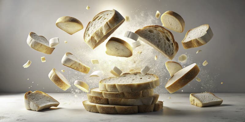 A Surreal Slice of Wonder Whimsical Cut Bread on a White Canvas ...