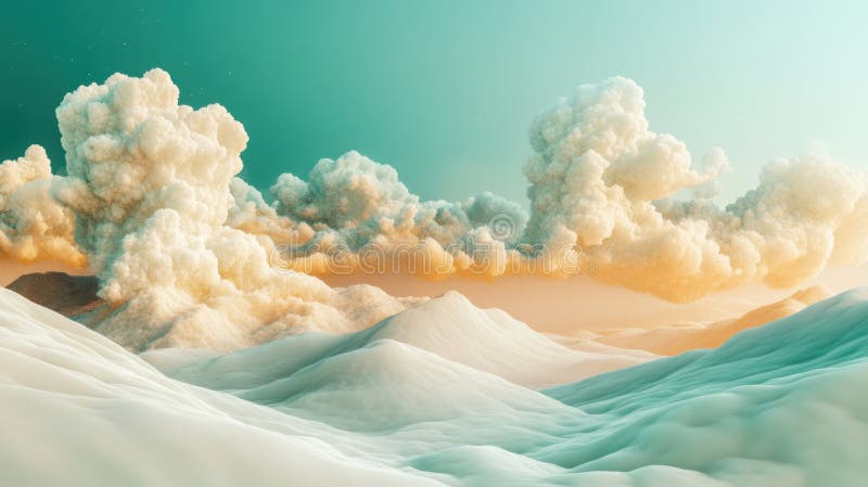 Surreal Snow-covered Landscape with Dramatic Cloud Formations Under ...