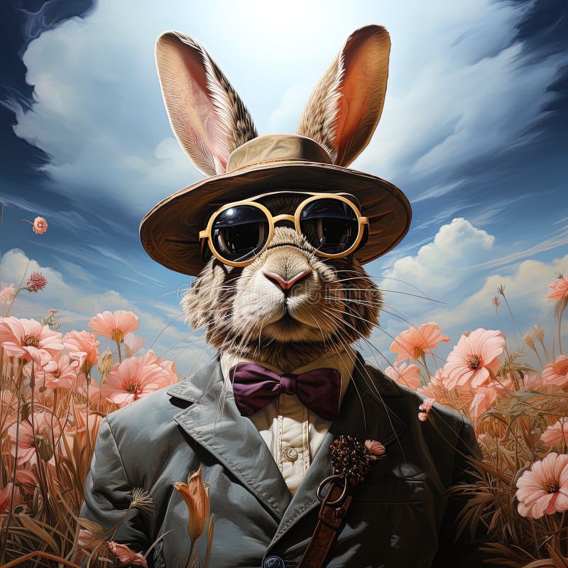 Surreal Sophistication Stylish Rabbit. Stock Illustration ...