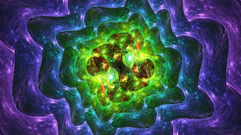 Surreal Space with Neon Colored Waves and Particles Rotating. Stock ...