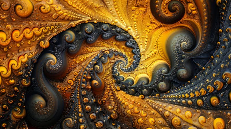 Surreal Spiral Patterns in Gold and Black Stock Photo - Image of swirl ...