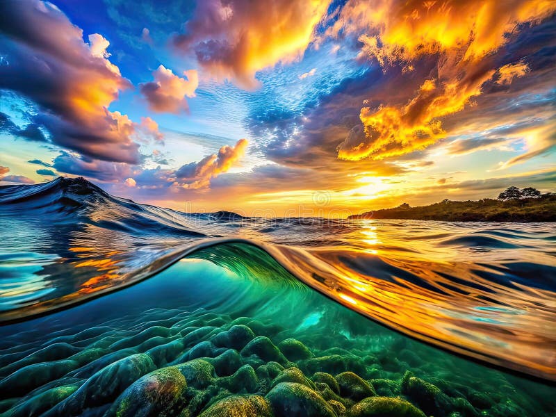 A Surreal SplitImage Exploration of Ocean Ripples Dynamic Water Surface ...