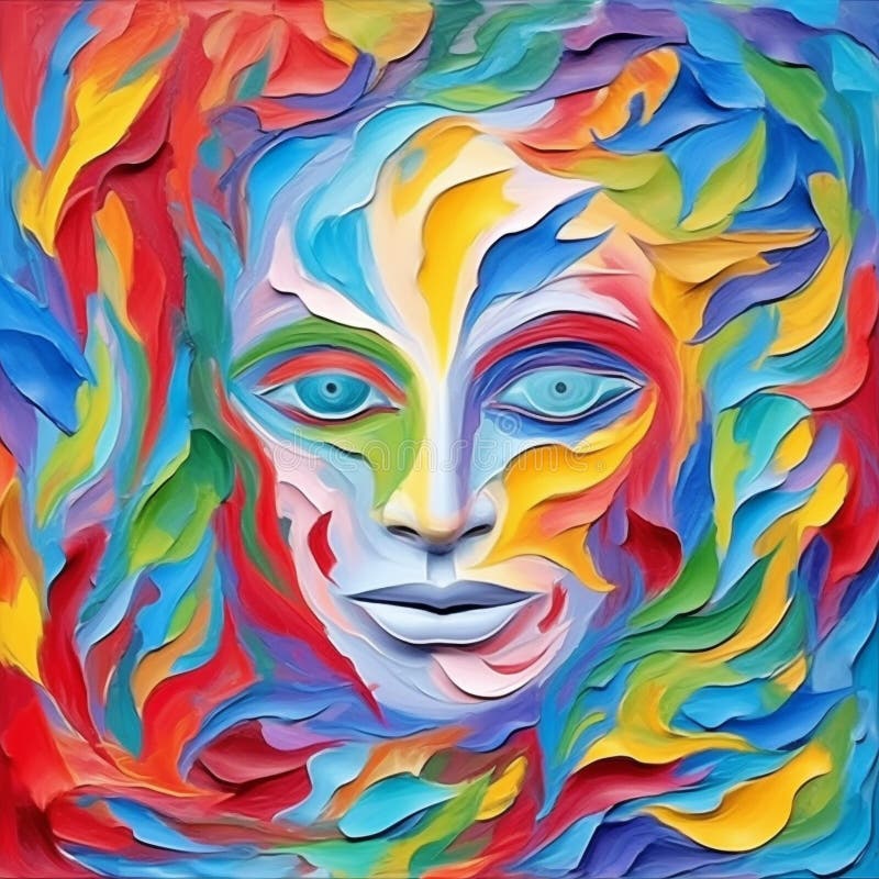 Surreal Squared Backdrop, Shape Face, Psychedelic Colorful. Generative ...