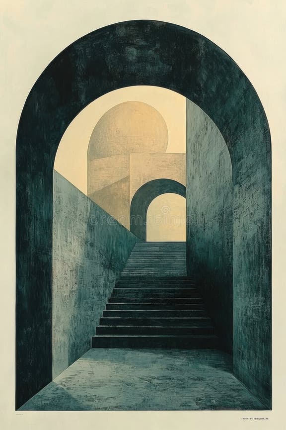Surreal Staircase and Arches Creating an Abstract Geometric Art ...