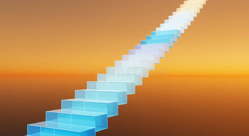 A Surreal Staircase Composed of Transparent, Blue-toned Rectangular Blocks Stock Illustration ...