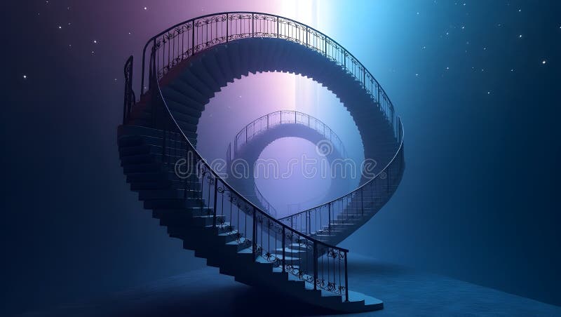 A Surreal Staircase Twisting into an Infinite Loop Against a Gradient ...