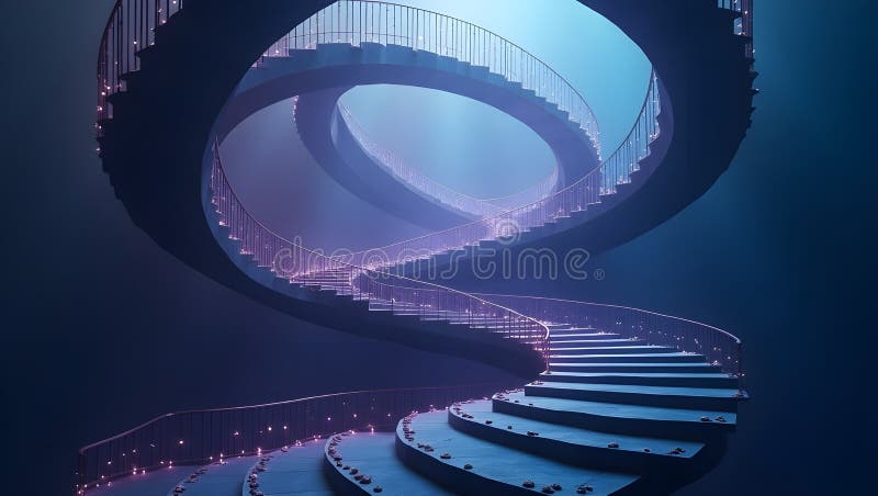 A Surreal Staircase Twisting into an Infinite Loop Against a Gradient ...