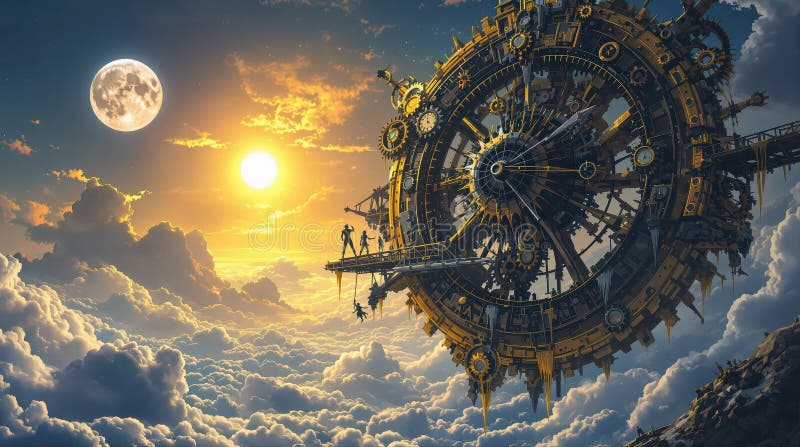 Floating Clockwork Dimension – Surreal Gear System Art for Steampunk Games & Sci-Fi Stock ...