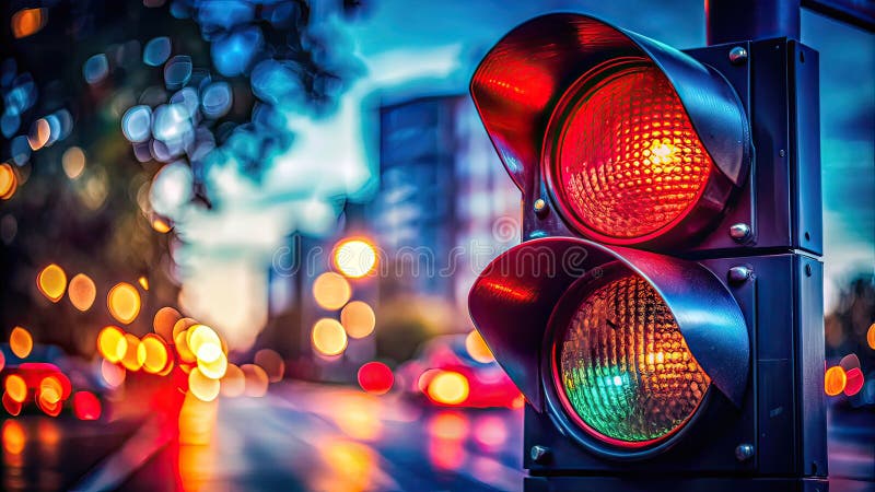 A Surreal Stop Sign Under a Dramatic Red Light a Study in Anticipation ...