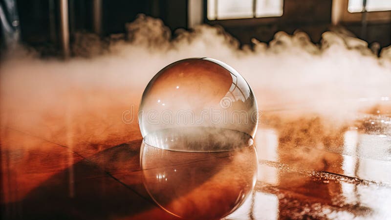 Surreal Studio Shot of a Translucent Bubble in Haze on Mirror Dramatic ...