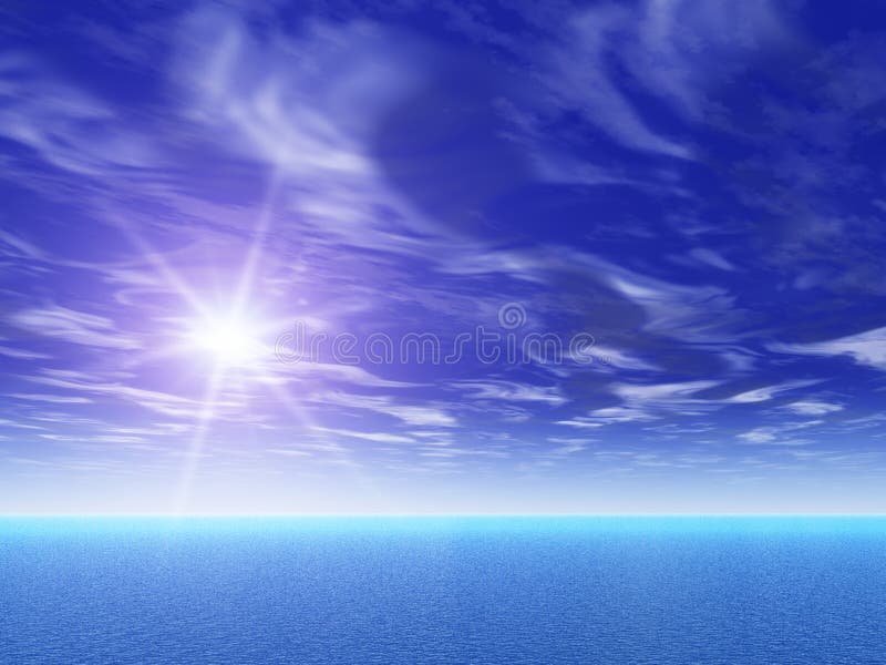Surreal Sun Over Sea stock illustration. Illustration of surf - 4258645