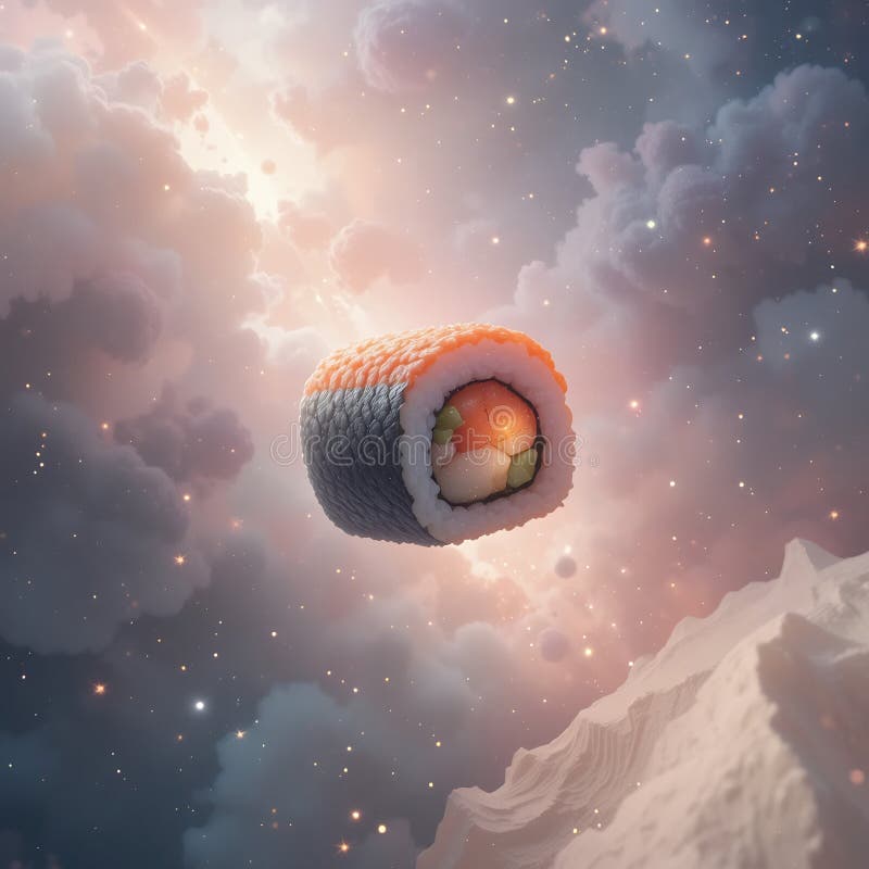 Surreal Sushi in Nebula stock illustration. Illustration of food ...