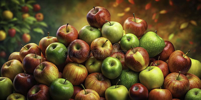 A Surreal Symphony of Apples Vibrant Glossy Fruit Pile on a Transparent ...