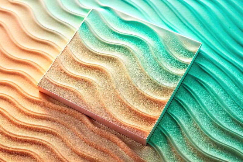 A Surreal Symphony of Peach and Mint Diagonal Mist on Shimmering Wet Sand a Stunning Visual for ...