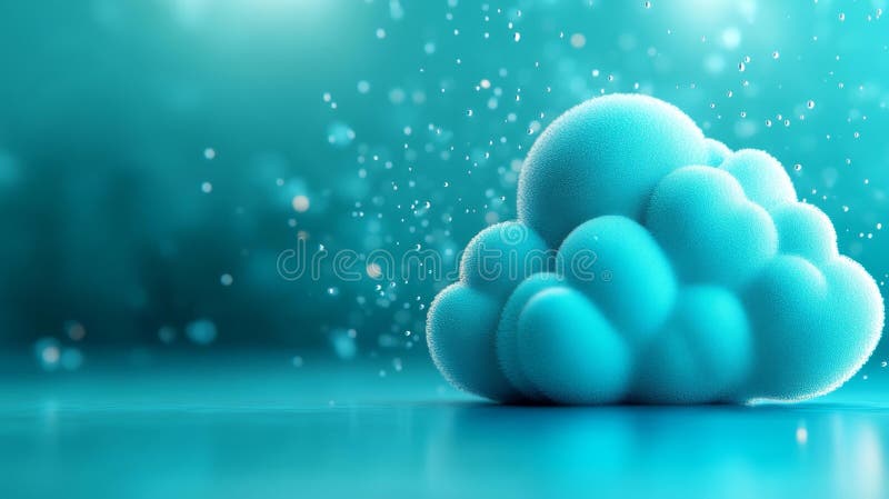Surreal Teal Cloud with Bubbles on Aquatic Background Stock ...