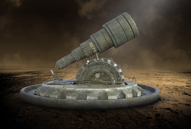 Surreal Telescope, Stargazing, Space Exploration Stock Illustration ...